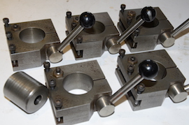 Myford lathe adjustable height tool post & holders for sale